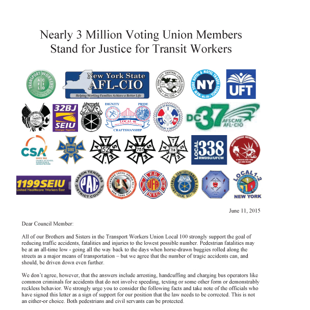 Labor Movement Unites Behind TWU Local 100 to Amend Vision Zero Law ...